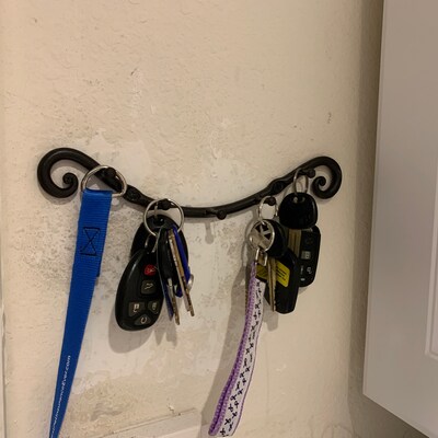 5 Hook Key Holder Wall Mounted Hanger Wrought Iron Key Rack Handmade by ...