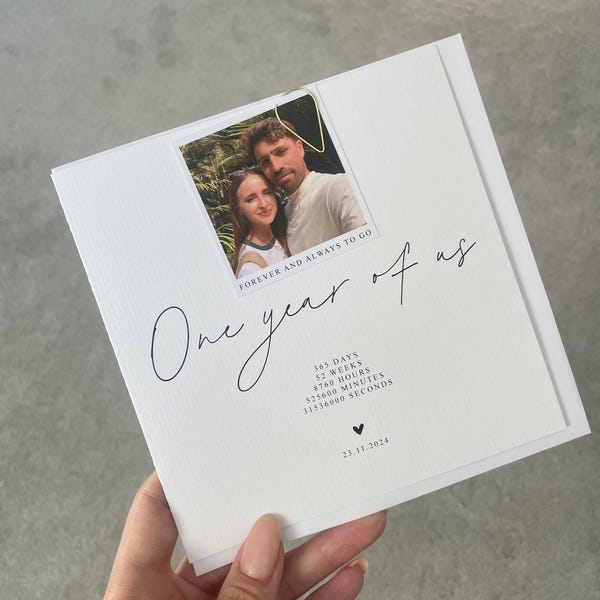 One Year Anniversary Card | Personalised Anniversary Card | Paper ...