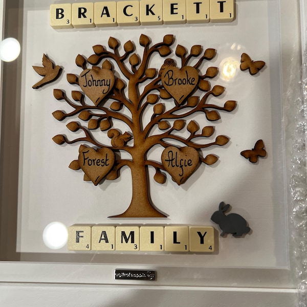 Family Tree Personalised Gifts. Scrabble Handmade Family Trees. Family ...