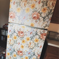 Boho Fridge Wrap Vintage Floral Refrigerator Wrap Vinyl Side by Side ...