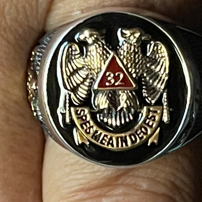 Masonic Ring AASR 32 Degree Master Mason Signet Ring Jewelry Freemason ...