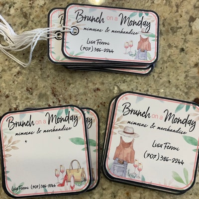 100 Customized 2 X 2 Inch Logo Business Cards, Hang Tags, Earring ...