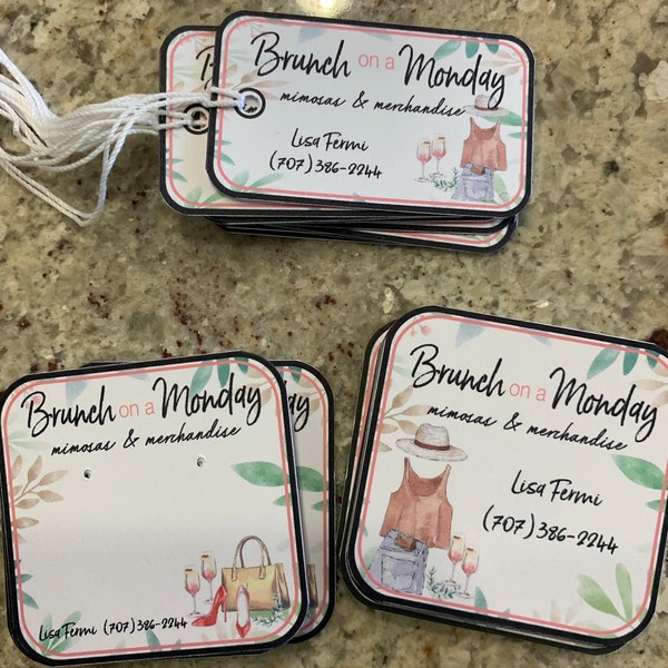 100 Customized 2 X 2 Inch Logo Business Cards, Hang Tags, Earring ...