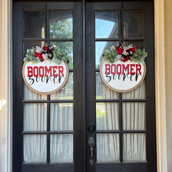 Oklahoma Sooners Front Door Decor | Boomer Sooner Sign | OU Wreath | OU ...