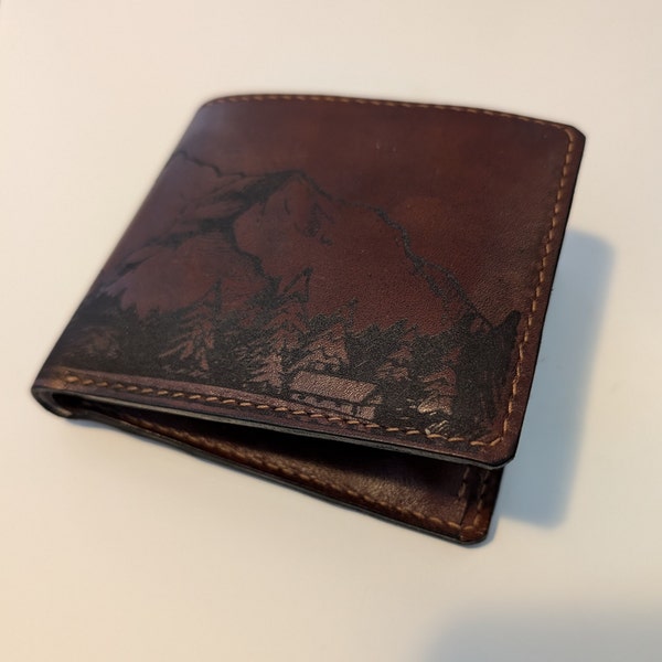 Mountain Wallet/men Wallet/leather Handmade Wallet/forest Tree Wallet ...