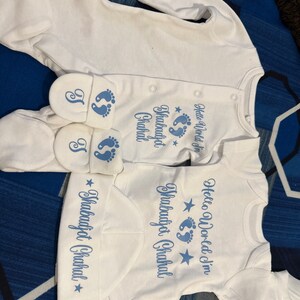 Newborn Baby BOY Homecoming Set, Sleepsuit / Babygrow Bib, Hat ...