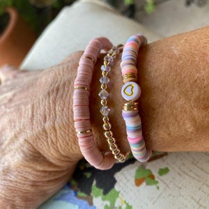 Pink Funfetti Heishi Bracelet, Name Bracelet, Heishi Bracelet ...