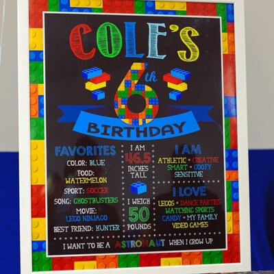 Building Blocks Birthday Sign Birthday Stats Birthday Chalkboard ...