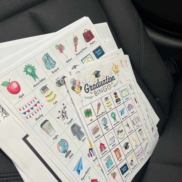 Graduation Bingo Cards - 50 PRINTABLE Unique Cards. Instant Digital ...