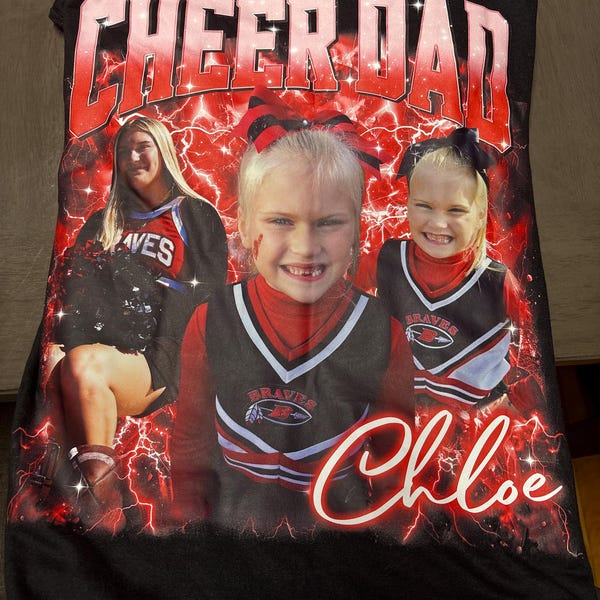 Personalized Cheer Dad Shirt, Custom Photo Cheer Daddy Washed Tee, Game ...
