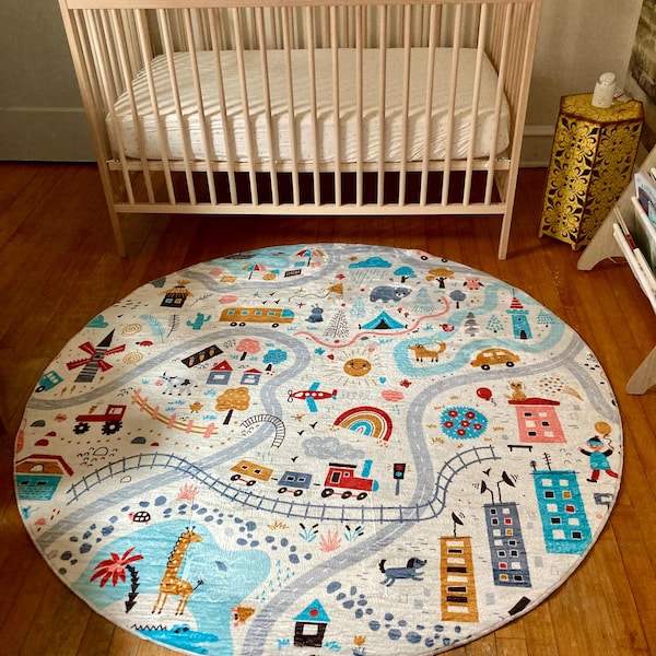 Airplane Patterned Children's Carpet,hot Air Balloon Kids Rug, Baby Boy ...