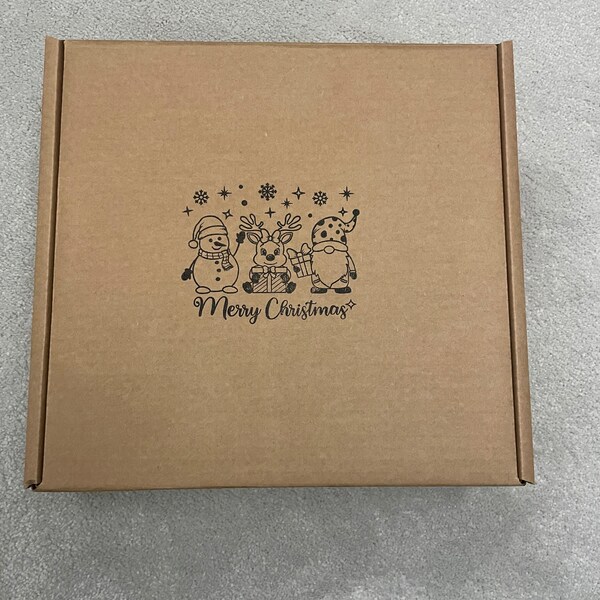 Merry Christmas Empty Hand Stamped Kraft Gift Boxes, Mini, Medium ...