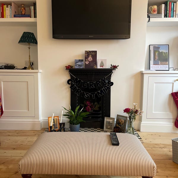 Beautiful Upholstered Large Handmade Footstool With Wooden Legs Uk ...