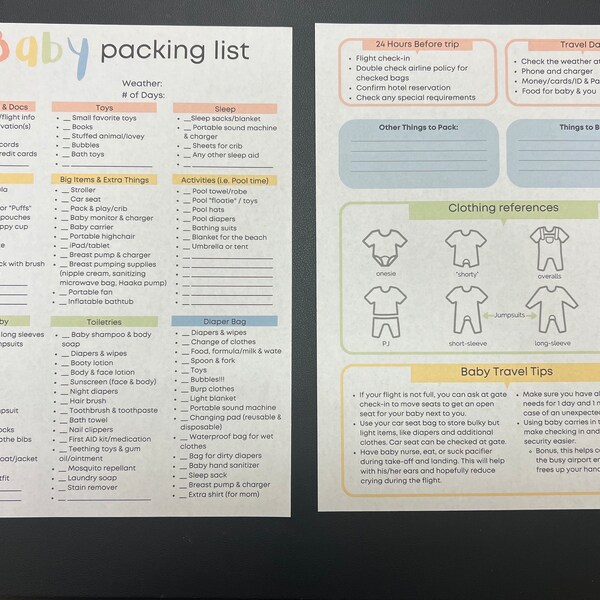 Mom & Baby Packing List Template, Women Travel Packing List, Baby ...