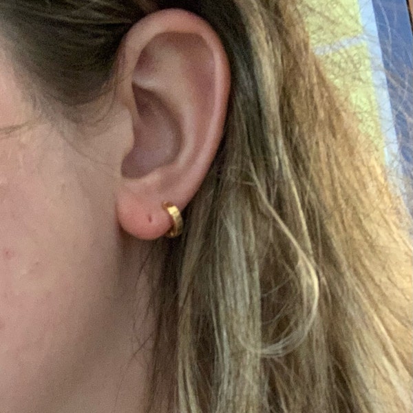9mm Square Edged Mini Hoops, Gold Filled Huggies, Small Hoop Earrings, Dainty Huggy Earrings,ear ...