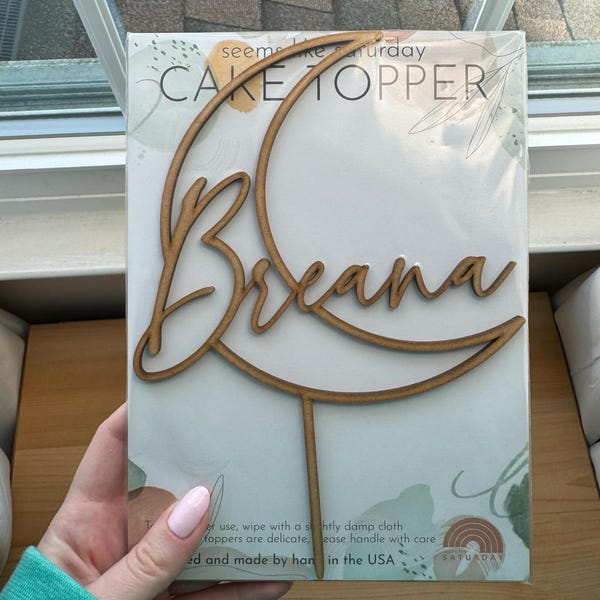 Moon Cake Topper With Name - Perfect for A Moon Birthday Theme, Space ...