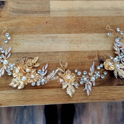 Autumn Golden Flower Crown Fall Wedding Flower Crown Metal - Etsy