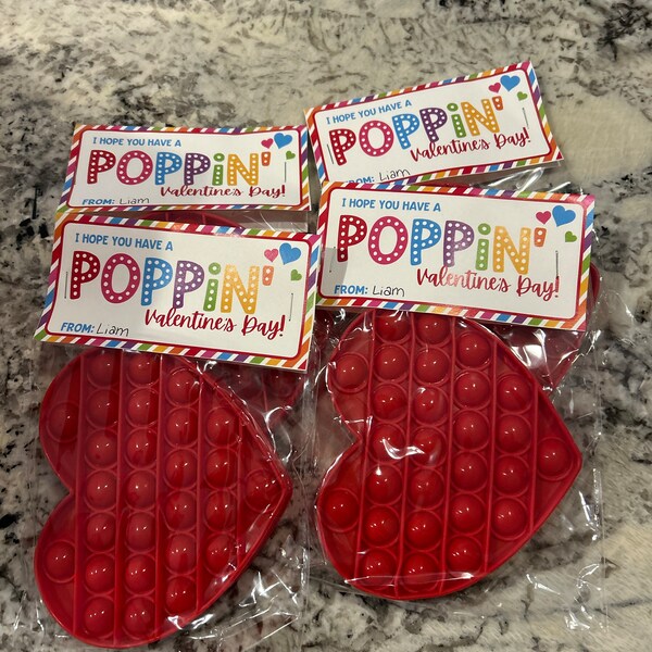 Pop It Valentine Treat Bag Topper Classroom Valentines Printable ...