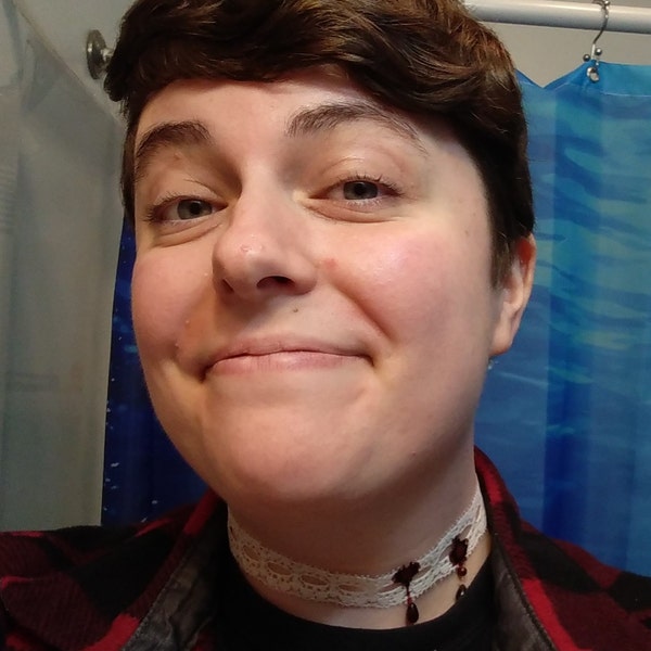 Custom Painted Bram Choker / Blood Drip Vampire Bite on White Lace - Etsy