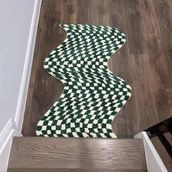 Irregular Rug, Checkered Rug, Cool Runner Rug, Aesthetic Tufted Rug ...