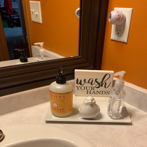 Wash Your Hands Bathroom Sign Mini Block - Funny Bathroom Decor ...