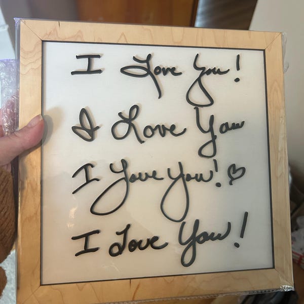 I Love You Handwriting Sign | Handwriting Sign 3D With Wood and Acrylic ...