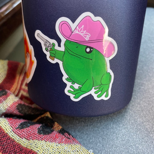 Cowboy Frog Sticker | Vinyl Sticker | Weatherproof and Scratch ...