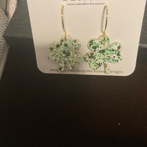 12mm Acrylic Glitter Shamrock Stud Earrings Acrylic Glitter - Etsy
