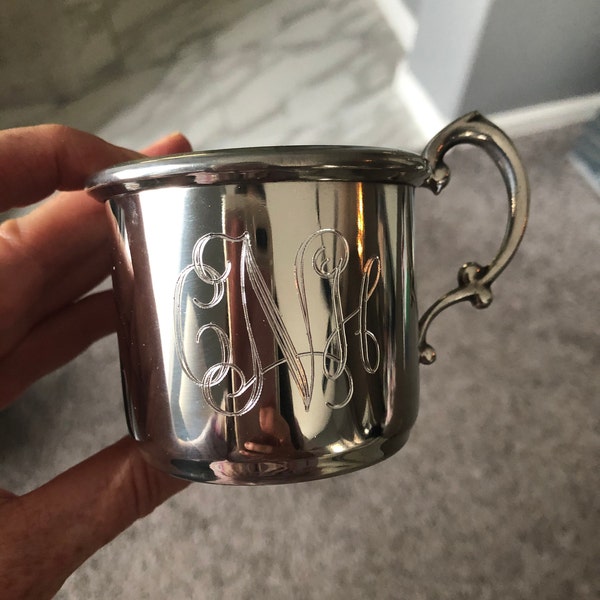 Personalized Silver Baby Cup- Initial Cup- Monogram- Baby Gift ...