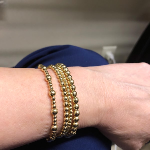Gold Bead Bracelet 2mm 3mm 4mm 5mm 6mm 7mm | 14k Gold Bead Bracelet ...