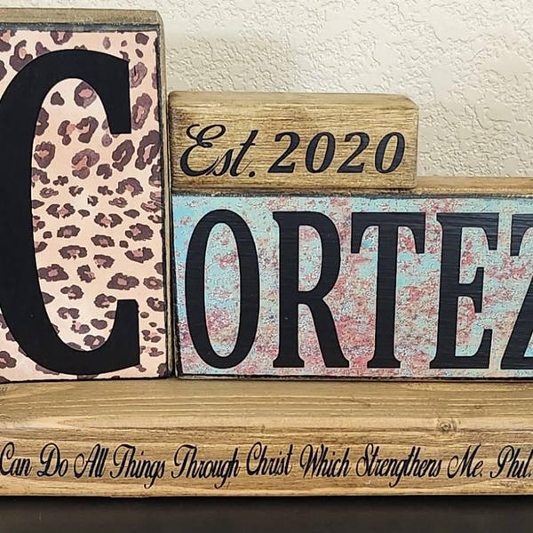 Custom Name Wood Block Set: Personalized Family Sign - Etsy