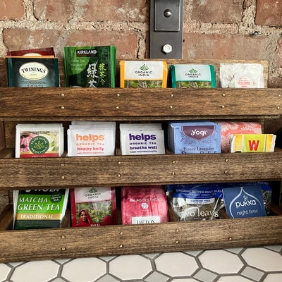 Made to Order Dark Tea Tin Rack Organizer for Loose Tea Tins. Hold 8 ...