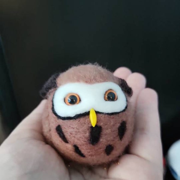 Mini Needle Felted Owl,felted Animal Sculpture,felt Owl Ornament,family ...