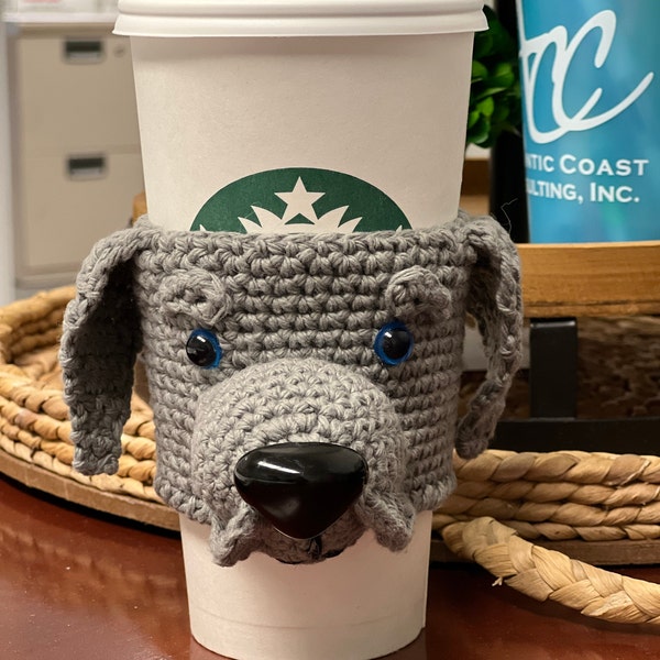 Weimaraner Crochet Pattern, Weimaraner Dog Cup Cozy Pattern, Realistic ...