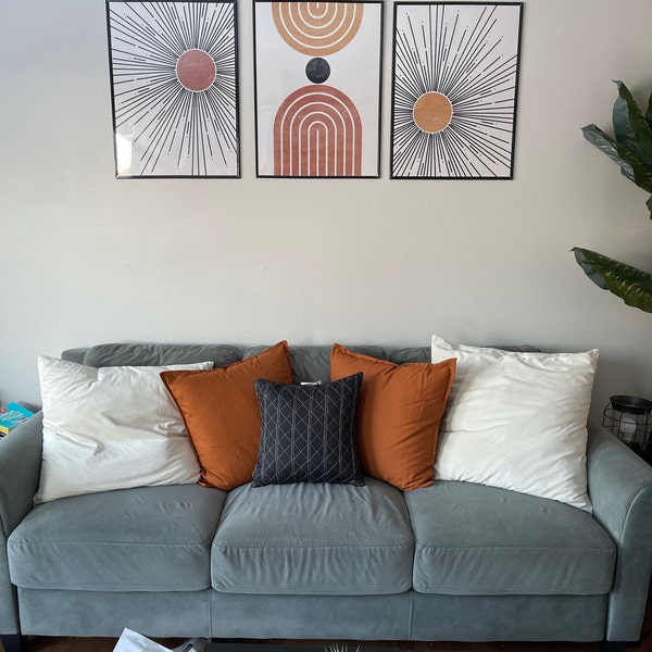 Mid Century Modern Geometric Sun Print Set of 3 Prints, Digital ...