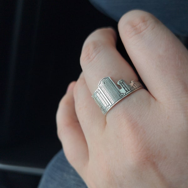 Custom City Ring • Personalized Cityscape Ring • Statement Ring ...