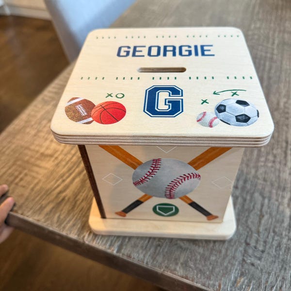Sports Piggy Bank for Boys, Personalized Gift, Baseball, Soccer ...