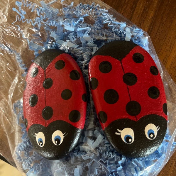 Custom Hand Painted Ladybug Rocks - Etsy