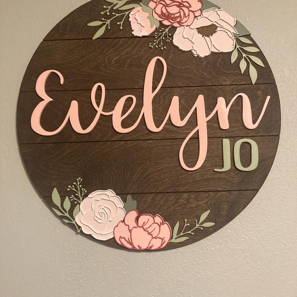 Personalized Floral Name Sign for Nursery | Baby Girl Room Decor ...