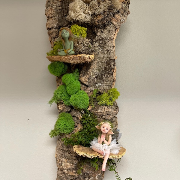 Floating Forest Art Gift, Moss on Cork Bark Natural Wall Decor ...