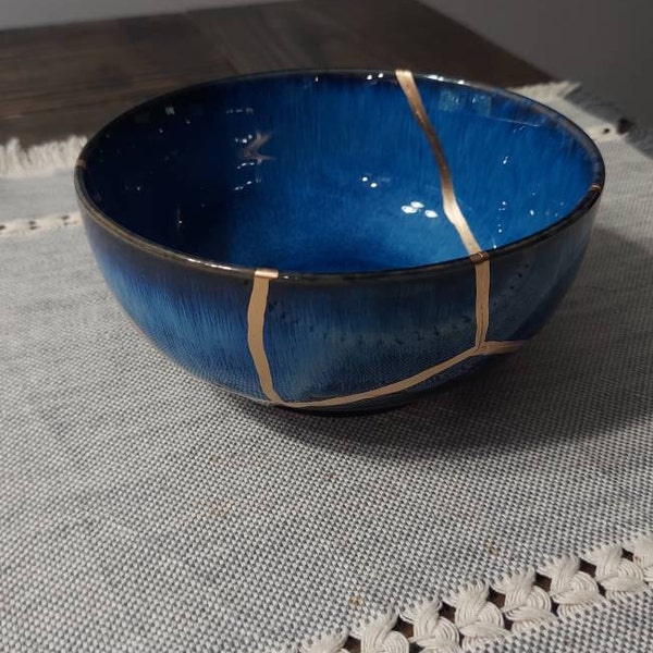 Kintsugi Bowl, Kintsugi Stary Blue Constellation Bowl , Handmade ...