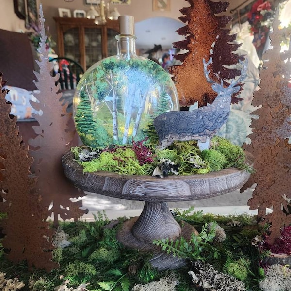 Bottle Light Hand Painted Glass Forest - Etsy
