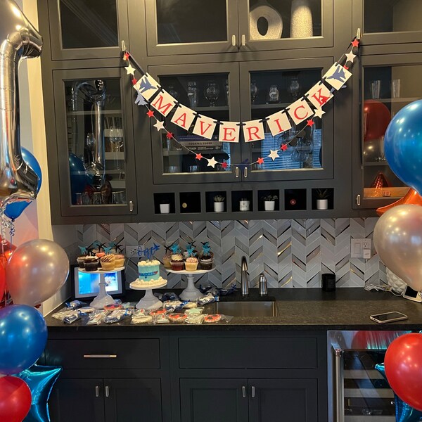 Military Jet 1st Birthday Decorations- Custom Jet Baby Shower Banner ...