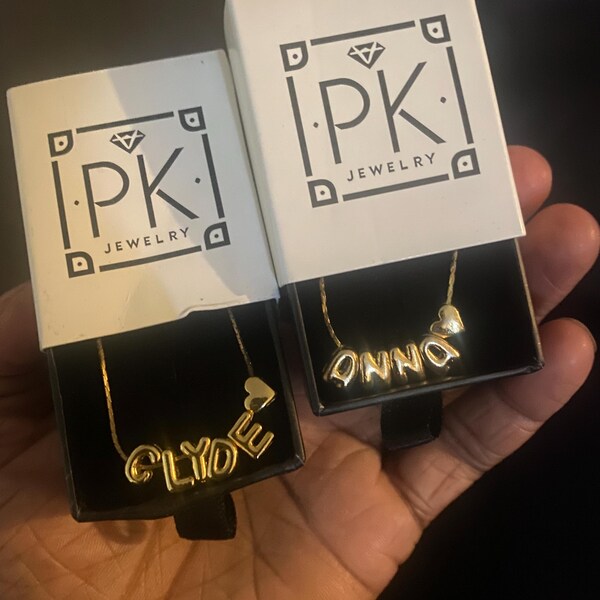 Personalized Tiny Balloon Initial Name Necklace, Mini Name Necklace, Minimalist Necklace ...