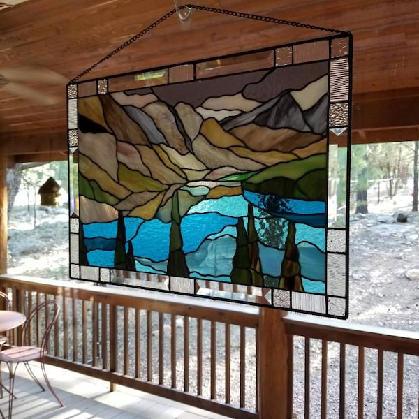 Stained Glass Panel Banff National Park 70th Birthday Gift for Mom ...