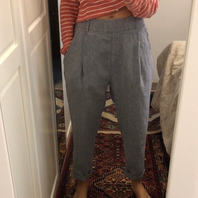 Tapered Linen Pants With Pockets, High Waisted Linen Trousers for Women ...