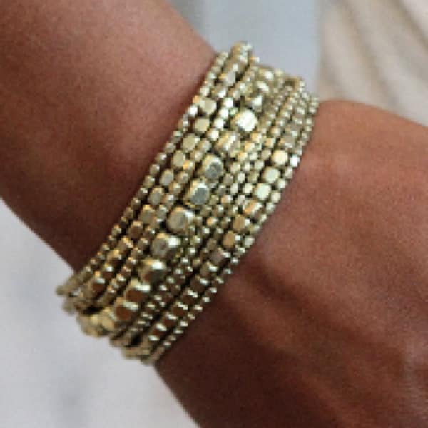 Pebble Bead Bracelet, Silver Bracelet, Bead Bracelet, Stretch Bracelet ...