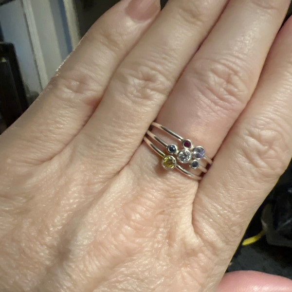 Mother Birthstone Ring, Dainty Birthstone Ring, Custom Birth Ring ...