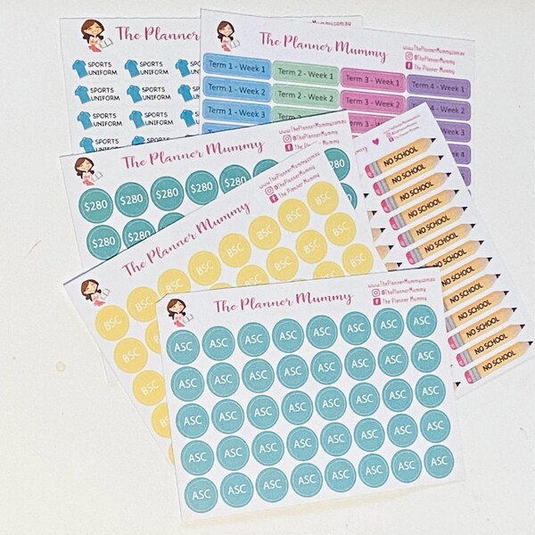 Header School Australian Term Stickers Pastel or Black White Planner ...