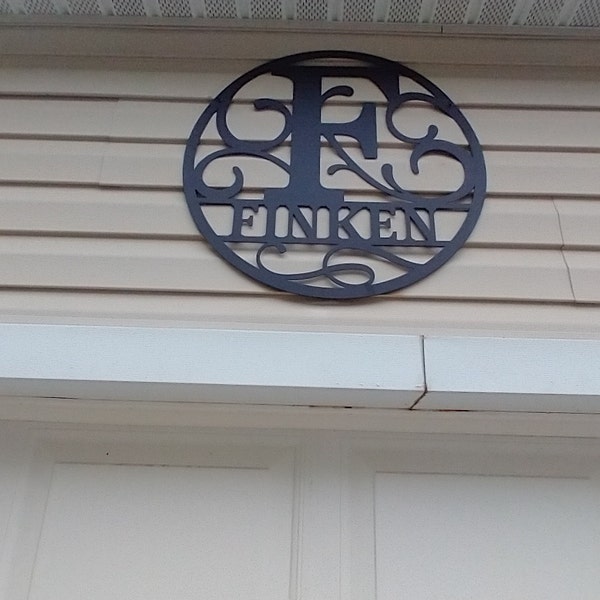 Round Personalized Metal Monogram Sign. Wedding Gift. Family Name Sign ...